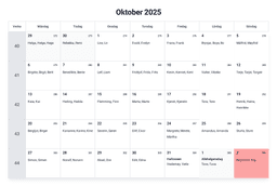 Kalender oktober 2025 | Ukenummer.com